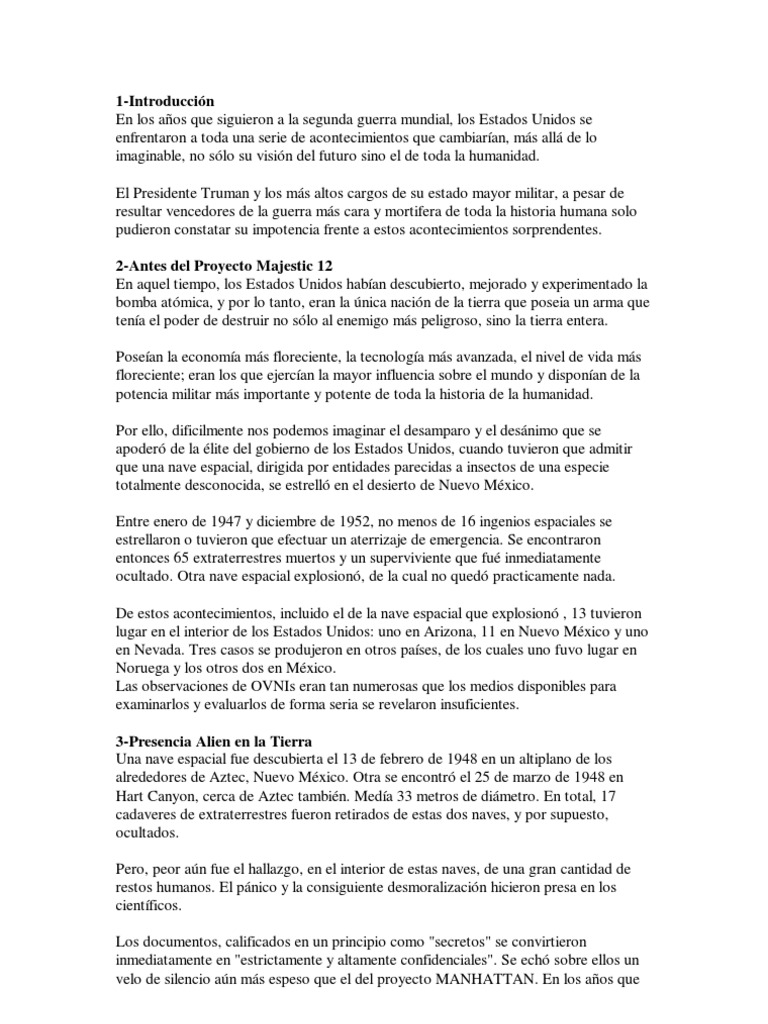 Proyecto Majestic 12 - Milton W. Cooper | PDF