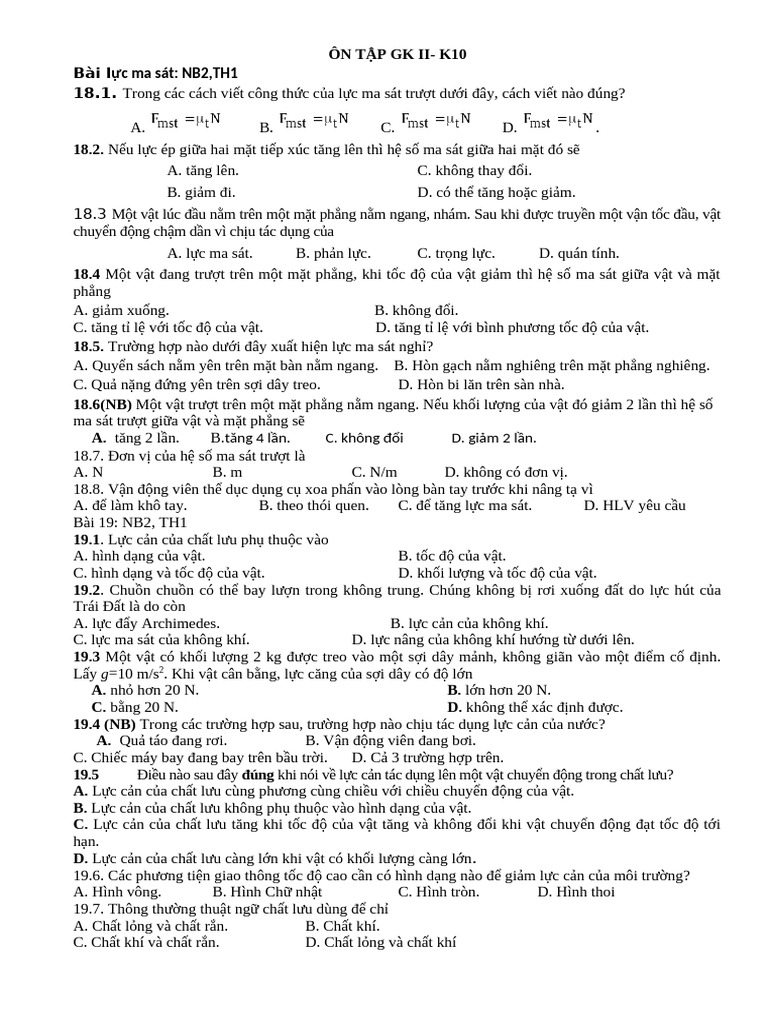 ĐỀ- TÀI LIỆU ÔN TẬP GK2-K10 -2023-2024 | PDF