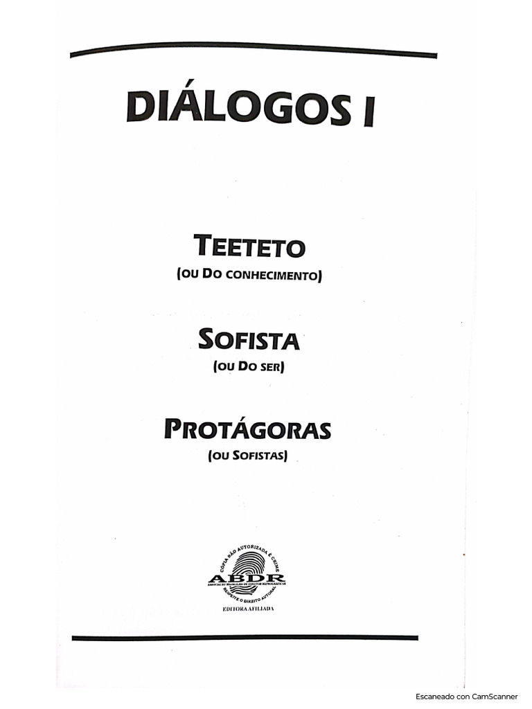 Diálogos de Platão Teeteto, Sofistas e Protágoras | PDF | Bem-estar | Religião e Espiritualidade