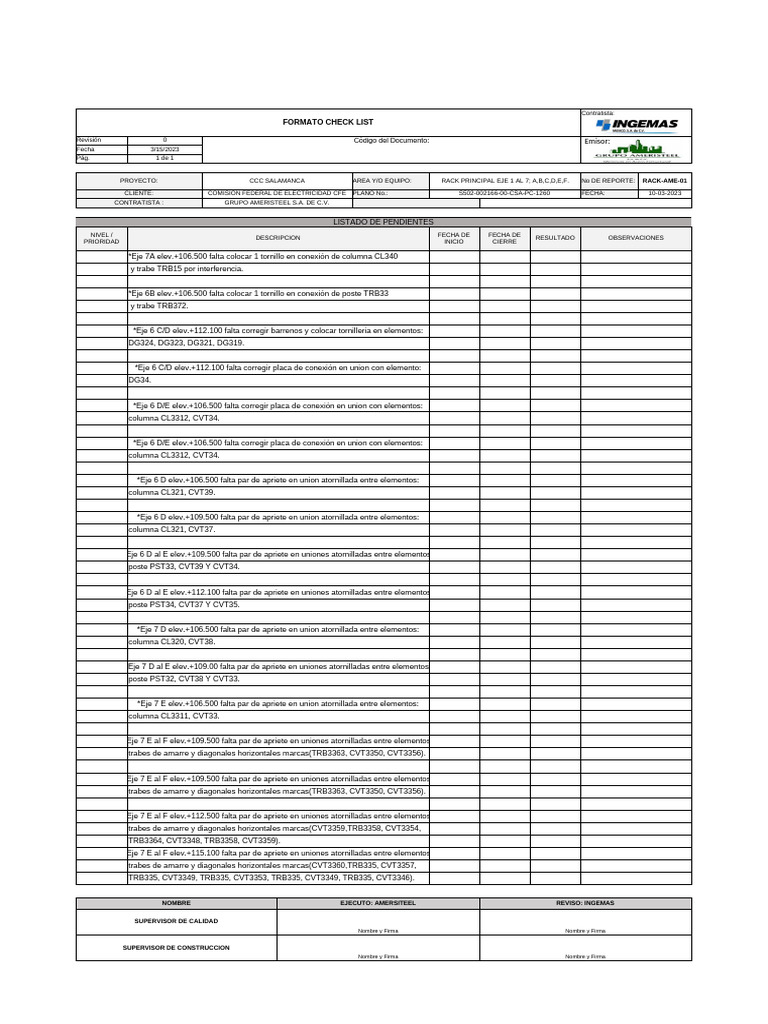 FORMATO CHECK LIST | PDF