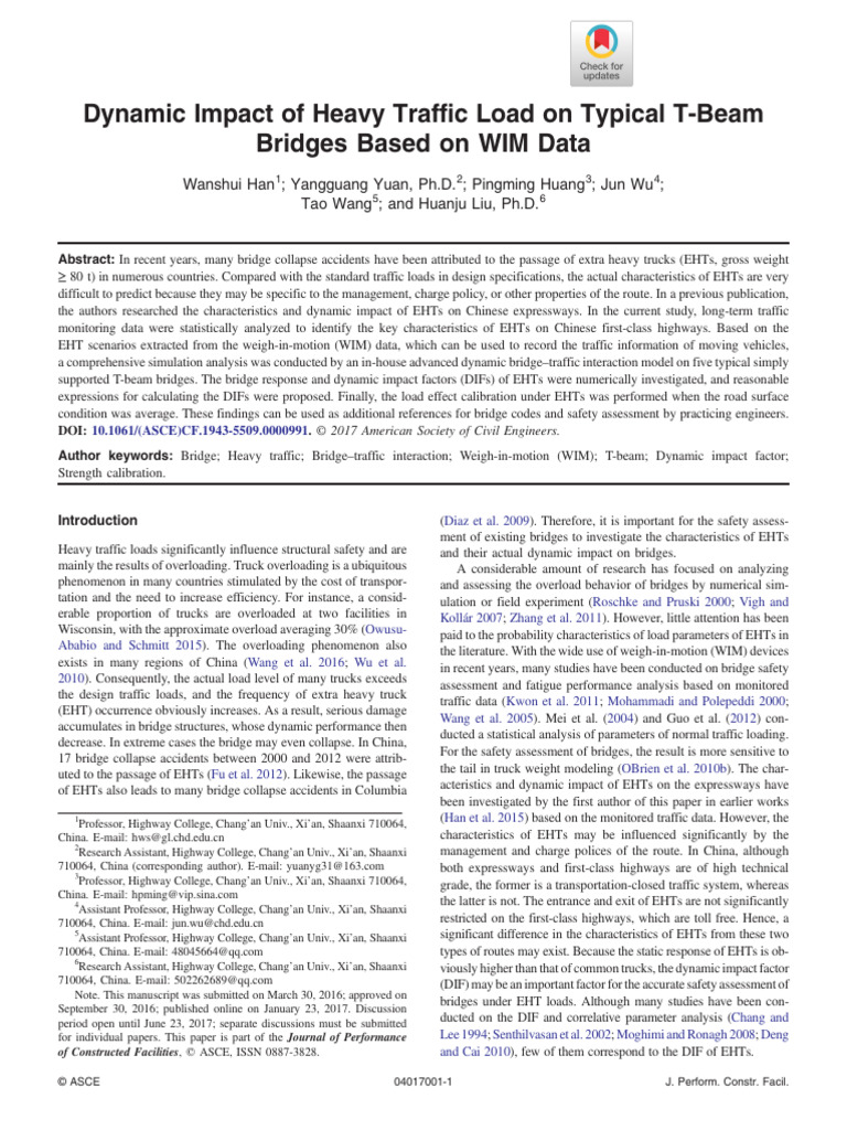 Han Et Al 2017 Dynamic Impact of Heavy Traffic Load On Typical T Beam ...