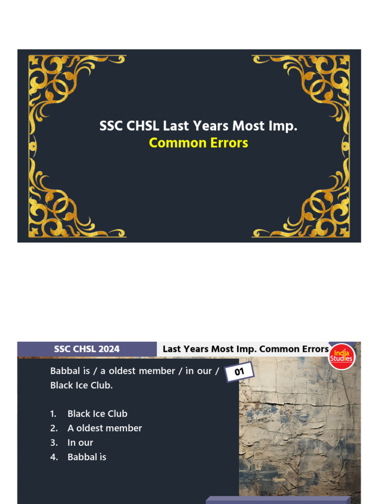 SSC CHSL Common Errors Session | PDF