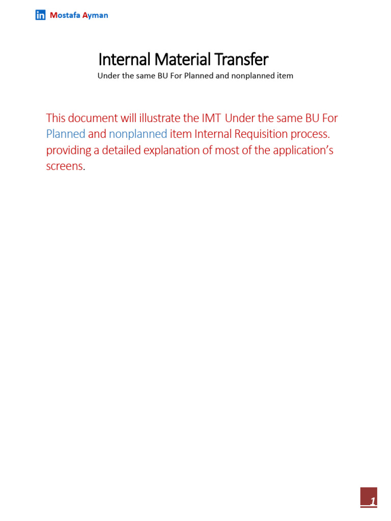 Internal Material Transfer Internal Requisition 1722232087 | PDF ...