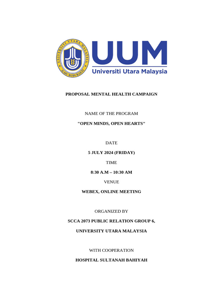 PR DRAFT PROPOSAL (Latest) | PDF | Mental Health | Mental Disorder