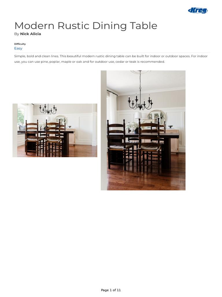 modern-rustic-dining-table | PDF | Screw | Drill