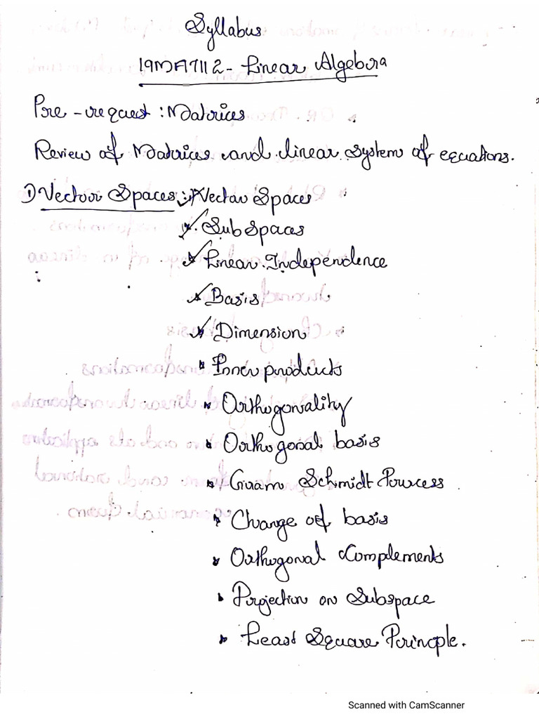 Linear Algebra Hand Notes | PDF