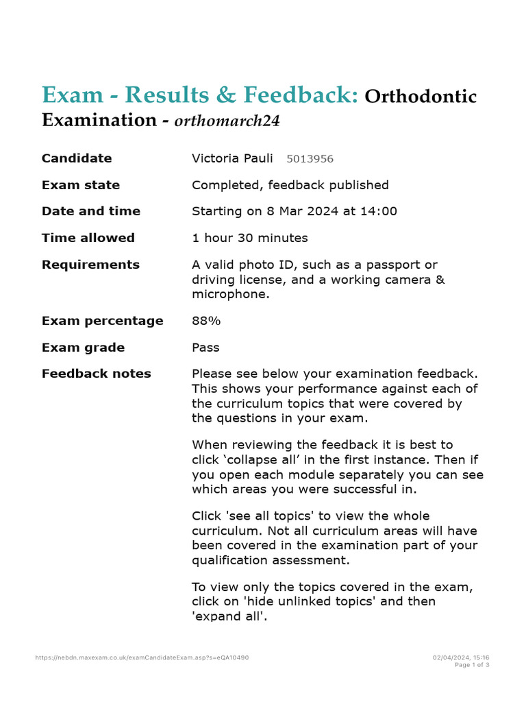 NEBDN Maxexam - National Examining Board For Dental Nurses | PDF ...