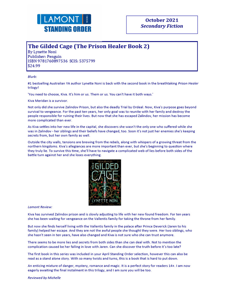Oct 2021 SF The Gilded Cage | PDF | Young Adult | General Fiction