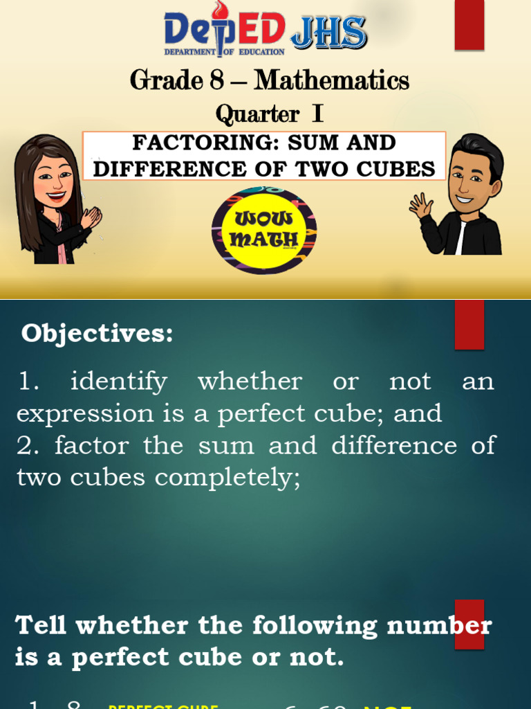Factoring Sum and Difference of Two Cubes | PDF