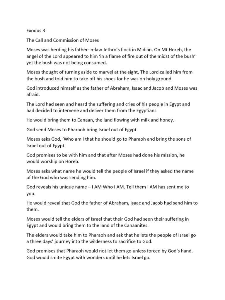 The Call and Commission of Moses Ex 3 | PDF