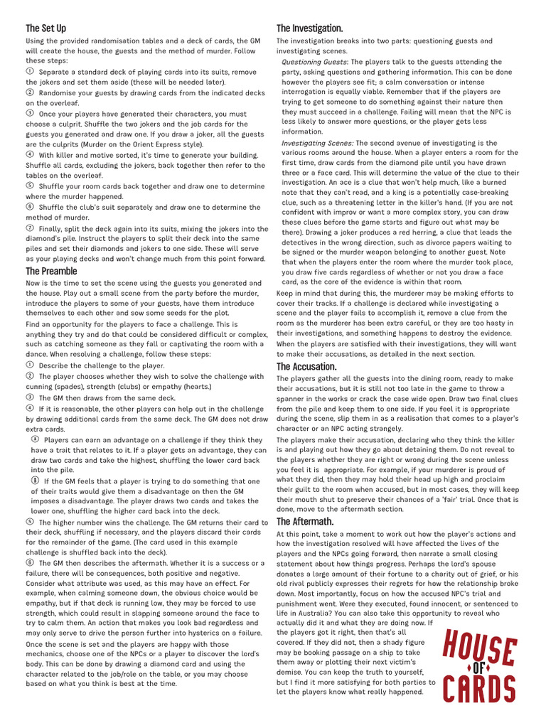 House of Cards Core Rules | PDF