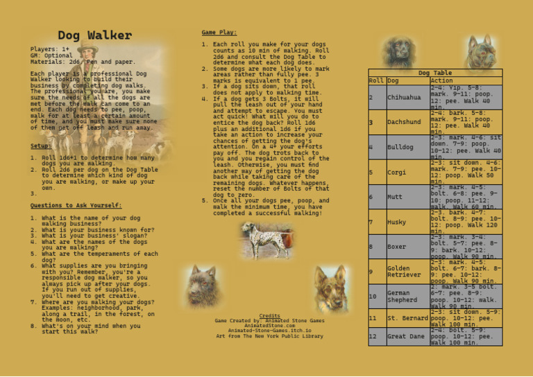 Dog Walker TTRPG | PDF