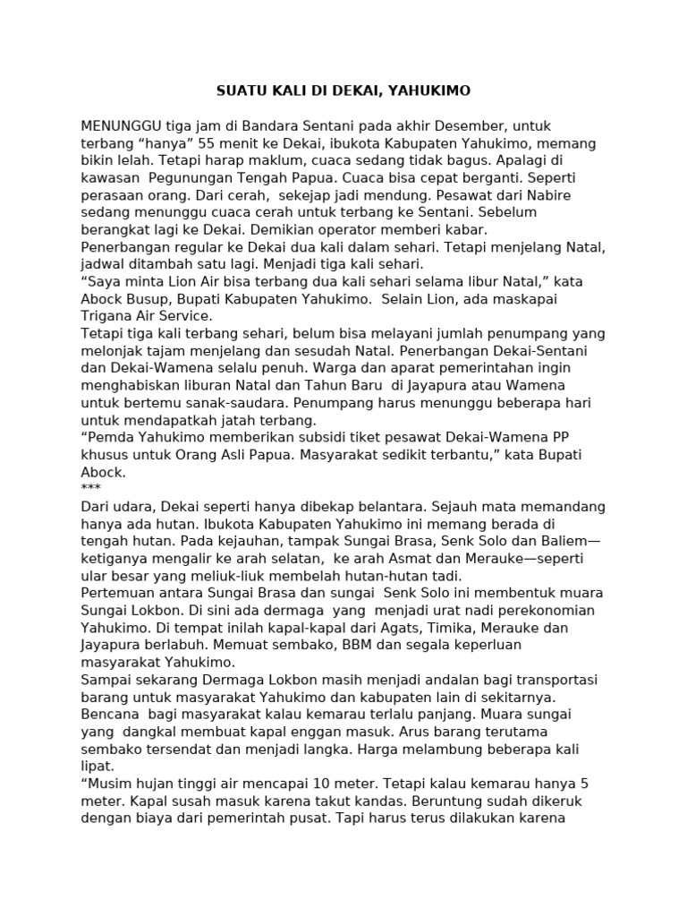 Bahan Pelatihan 8 - Contoh - Catatan Perjalanan Dari Yahukimo | PDF