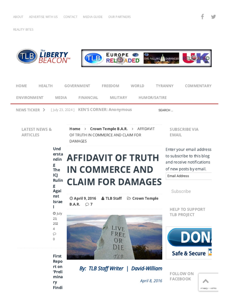 Emailing AFFIDAVIT OF TRUTH IN COMMERCE AND CLAIM FOR DAMAGES - The ...
