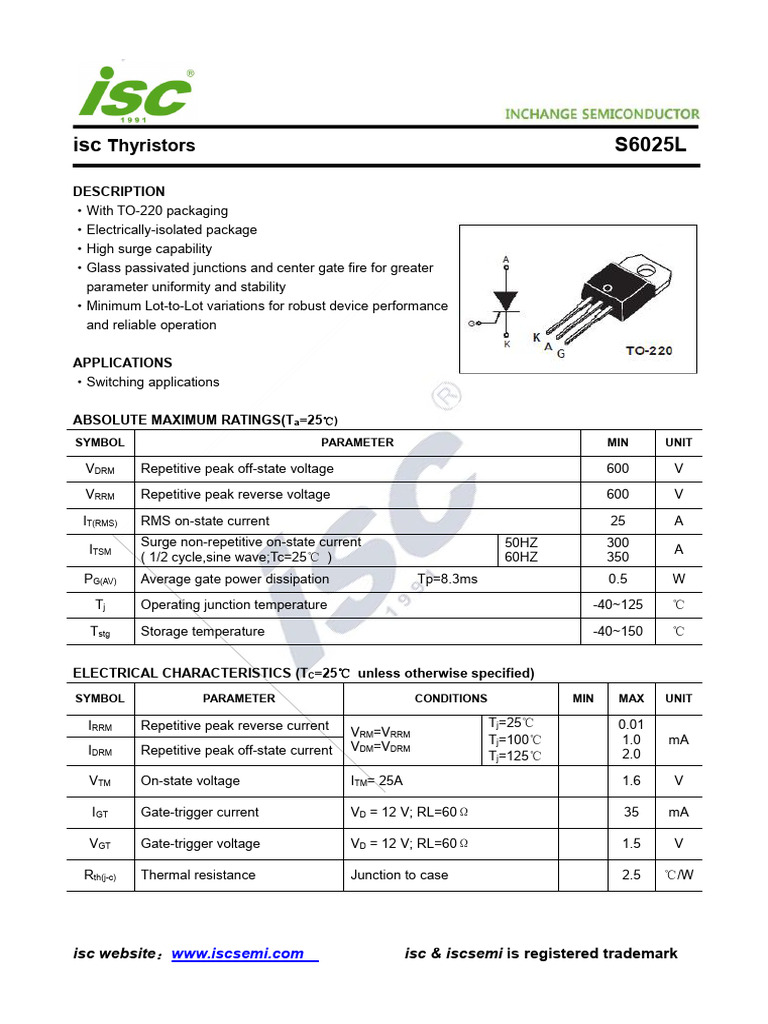 S6025L Inchange | PDF