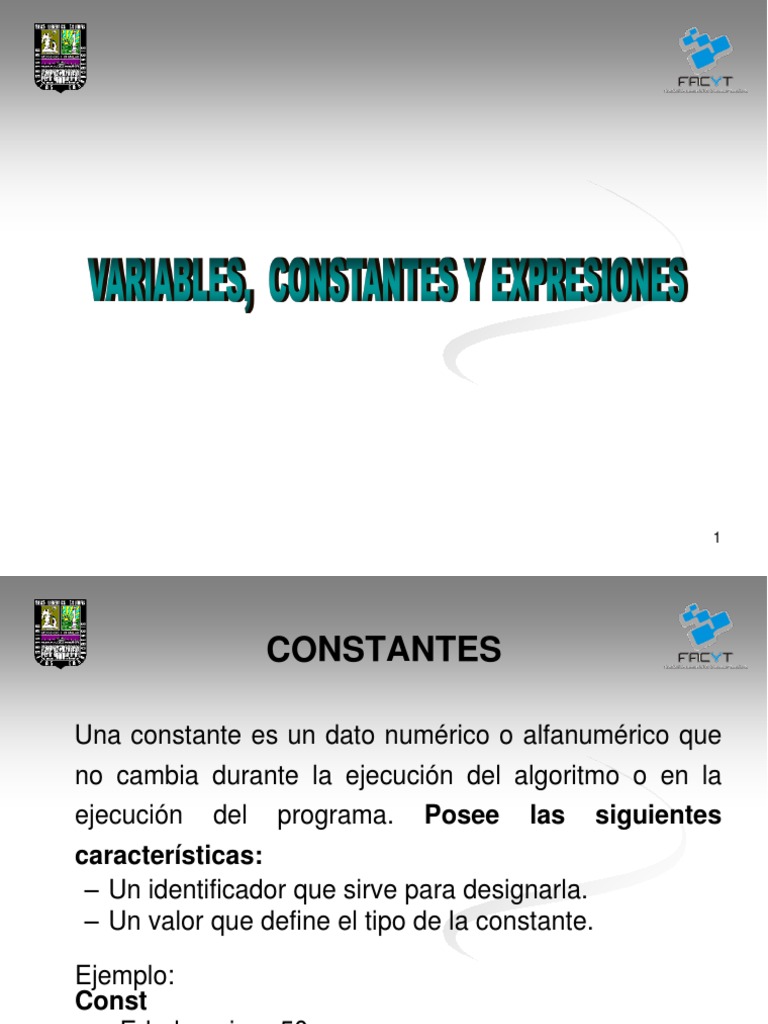 Constantes Variables y Expresiones | PDF | Variable (informática ...