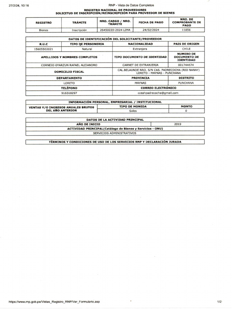 RNP Formulario | PDF