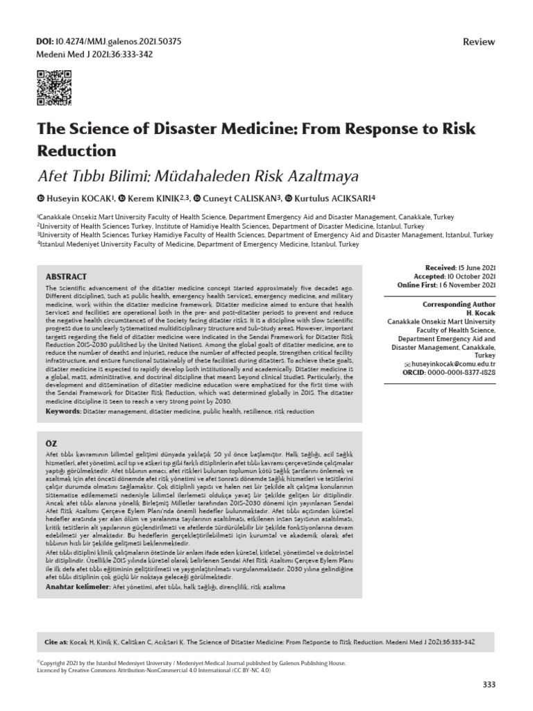 The Science of Disaster Medicine From Re | PDF