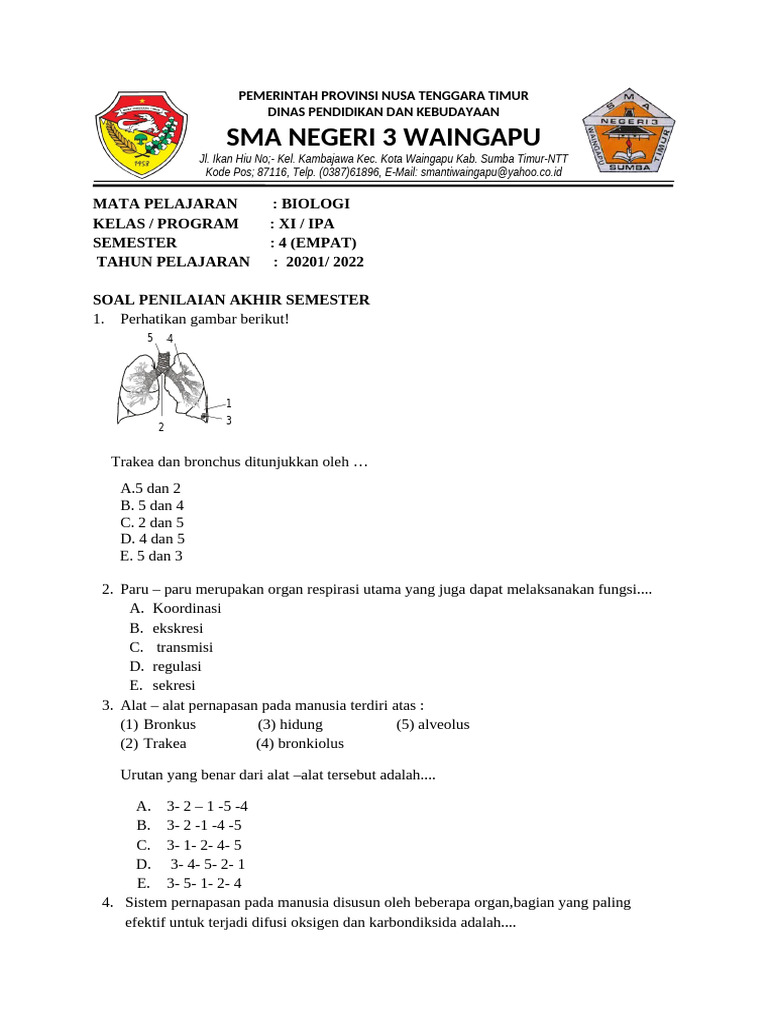 Soal Bio Xi Genap 2022 | PDF