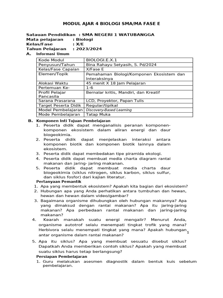 Appy Modul Ajar 4 Biologi Sma Genap | PDF