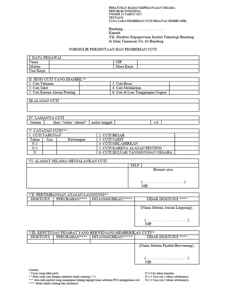 Form Cuti Karyawan | PDF