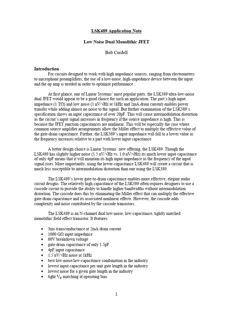 LSK489 JFET Appnote | PDF