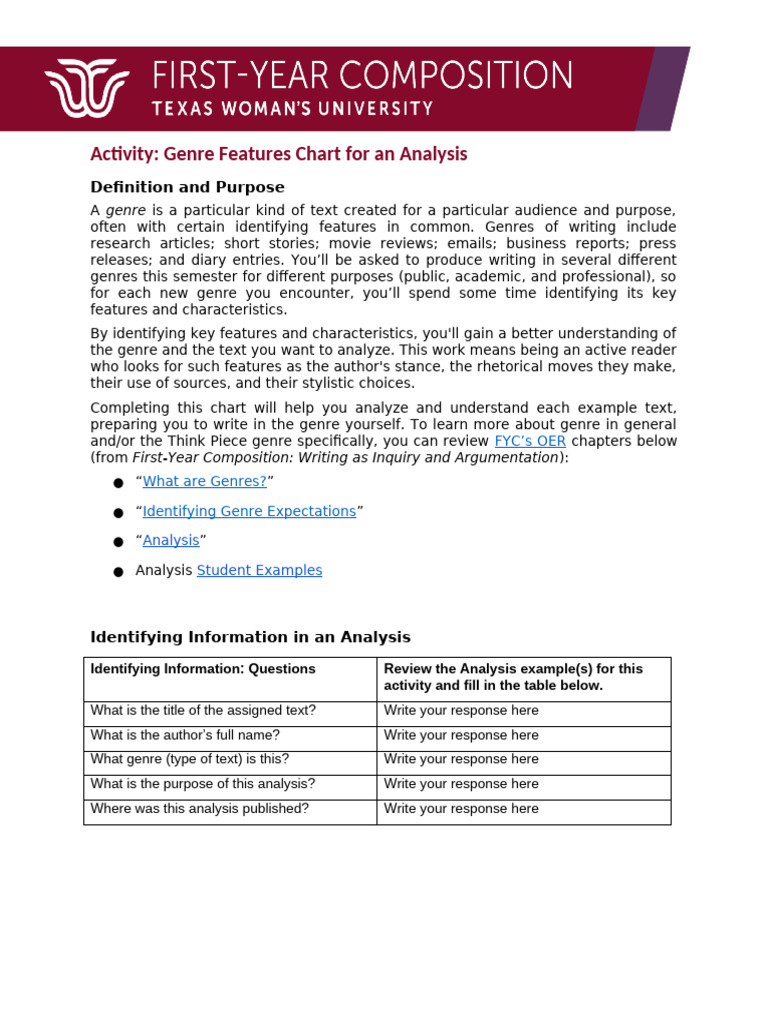 Genre Chart - Analysis | PDF | Genre | Communication