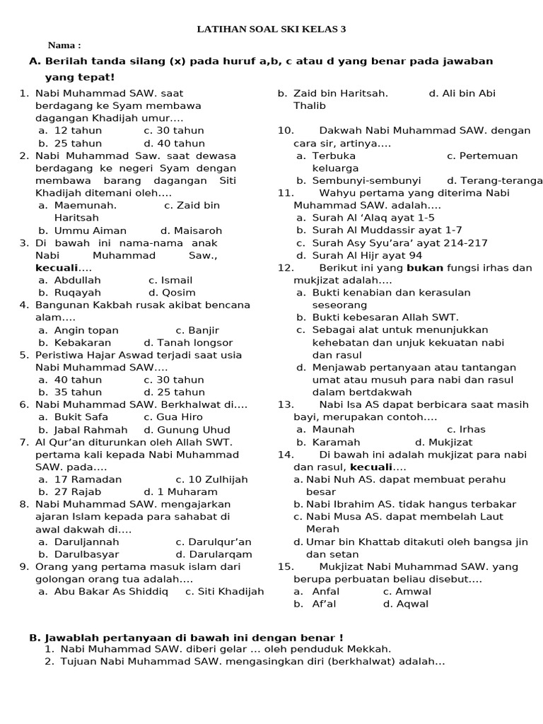 SOAL PM SKI Kls 3 | PDF