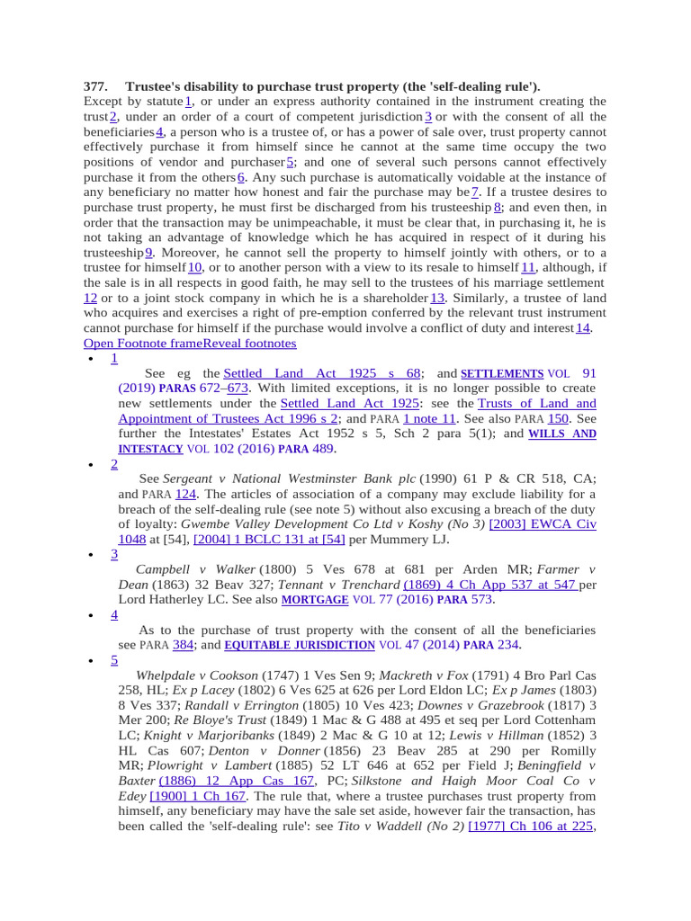 Trustee Self-Dealing Rule Explained | PDF | Civil Law (Legal System ...