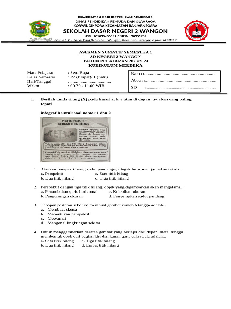 Asesmen Sumatif Semester 1 - Seni Rupa 4 | PDF
