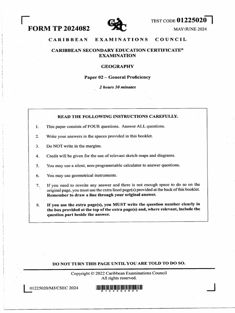 CSEC Geography MayJune P2 2024 | PDF