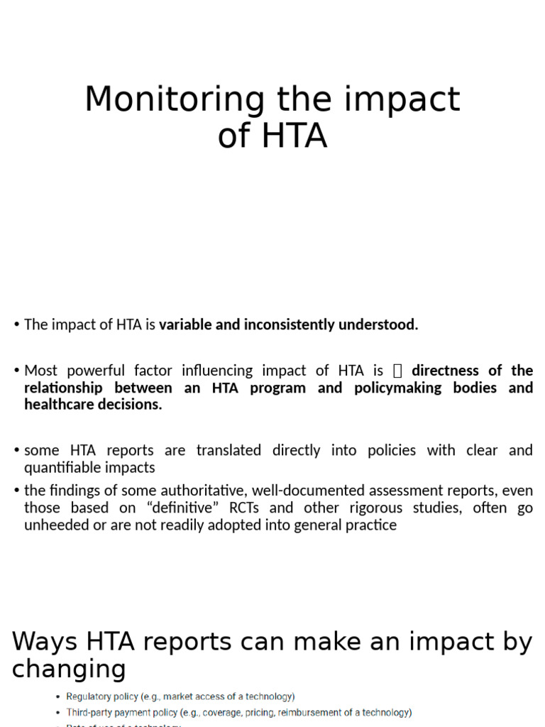 Monitor Impact of HTA & Selected Issues of HTA Notes | PDF