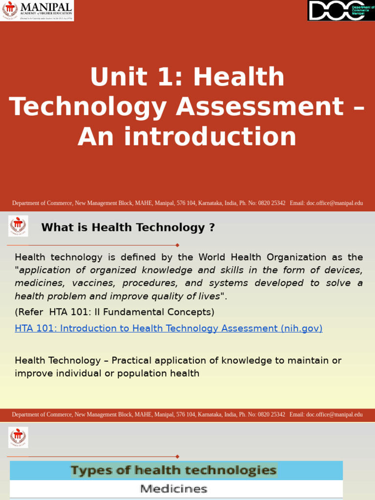 Unit 1 Introduction To HTA | PDF
