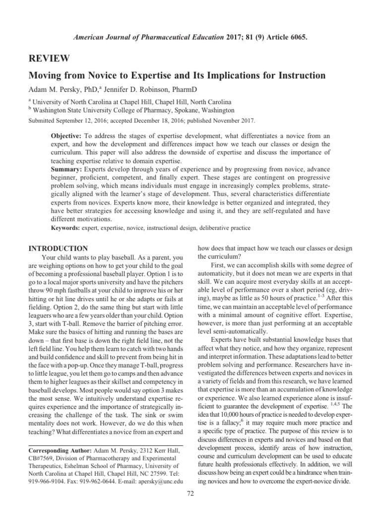 Novice To Expertise | PDF