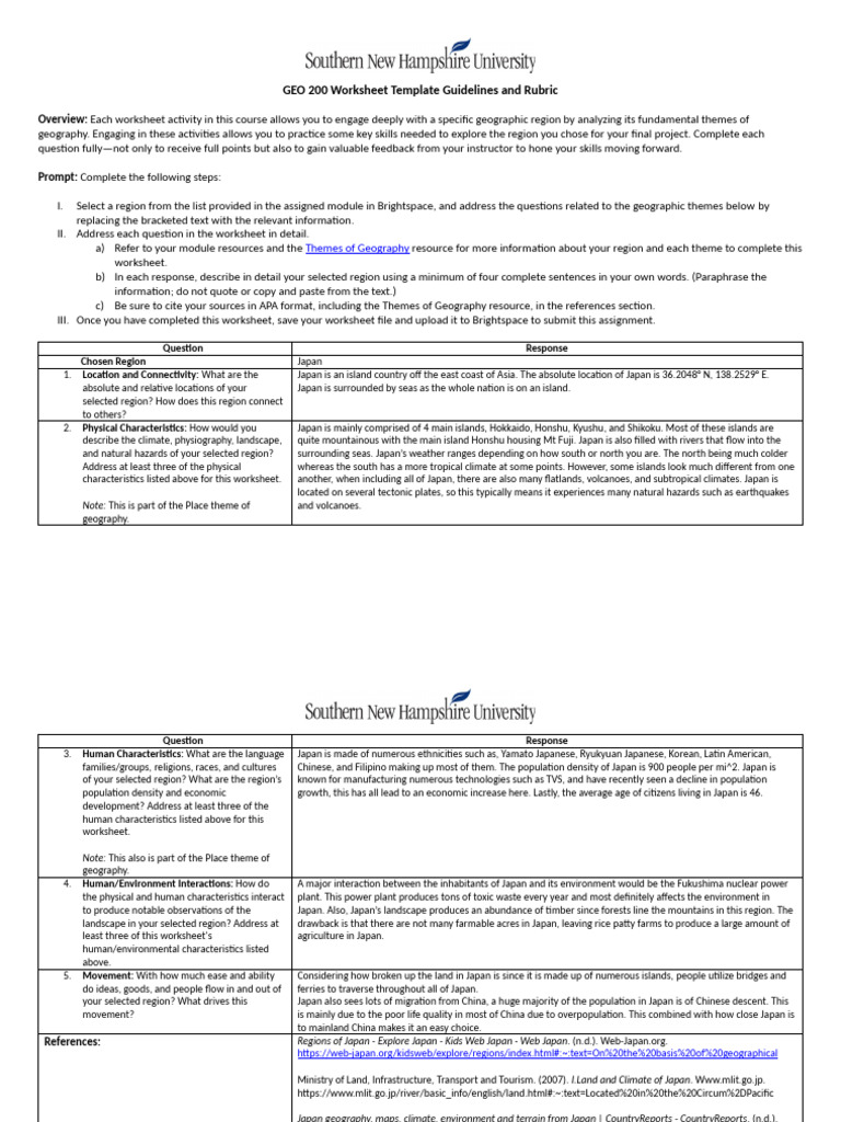 GEO 200 Worksheet 6-2 | PDF
