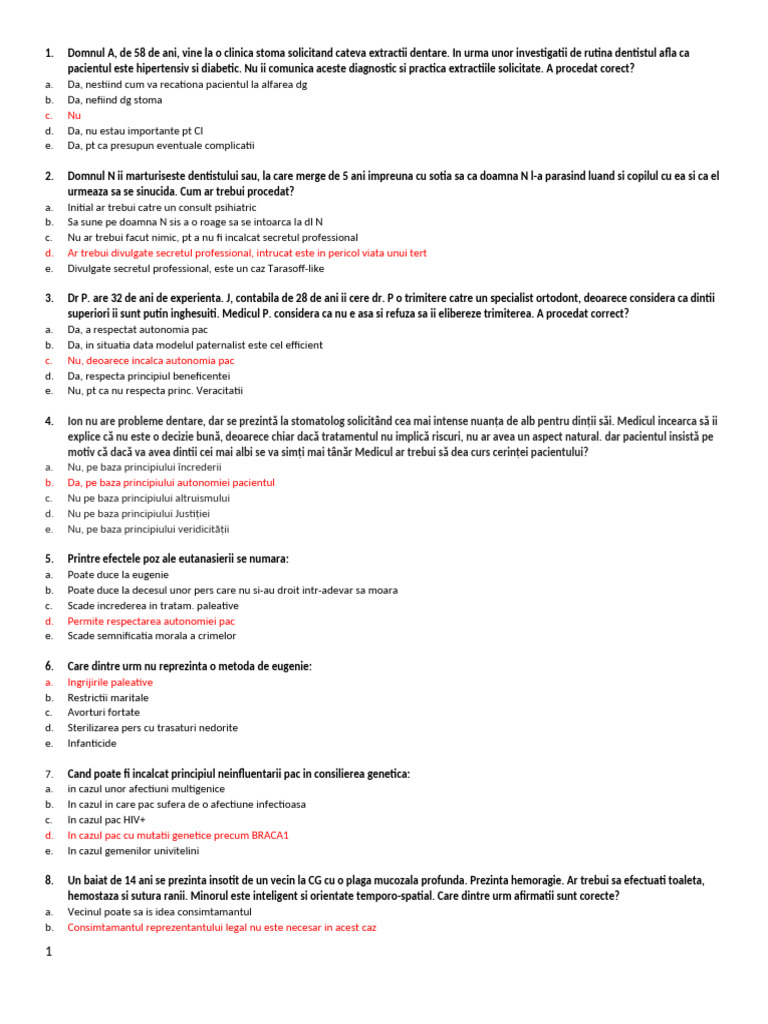 Bioetica Grila 3 | PDF