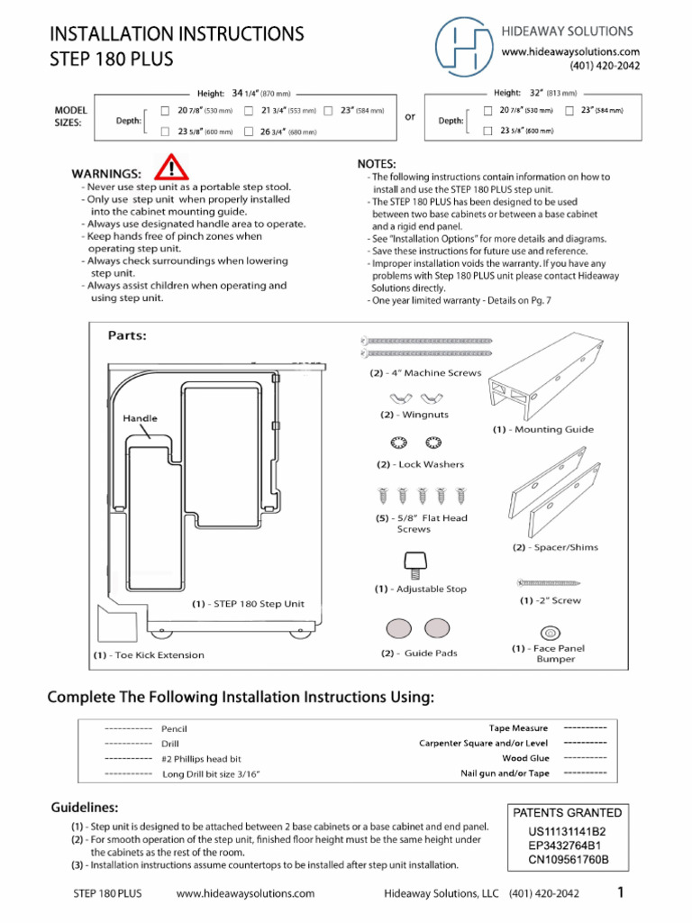 Step 180 PLUS Installation Manual PG 1 8 | PDF