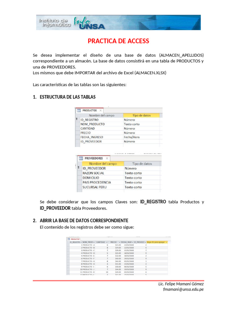 Practica de Access 01 | PDF