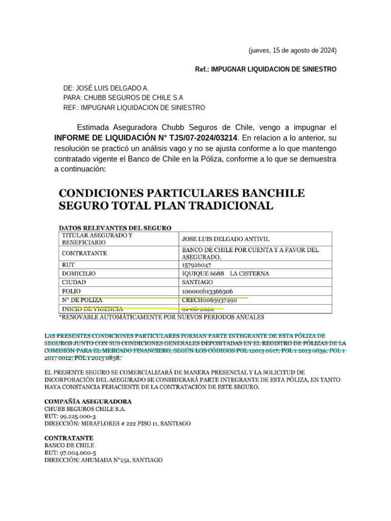 Modelo de Carta de Reclamo Al Banco en Word | PDF