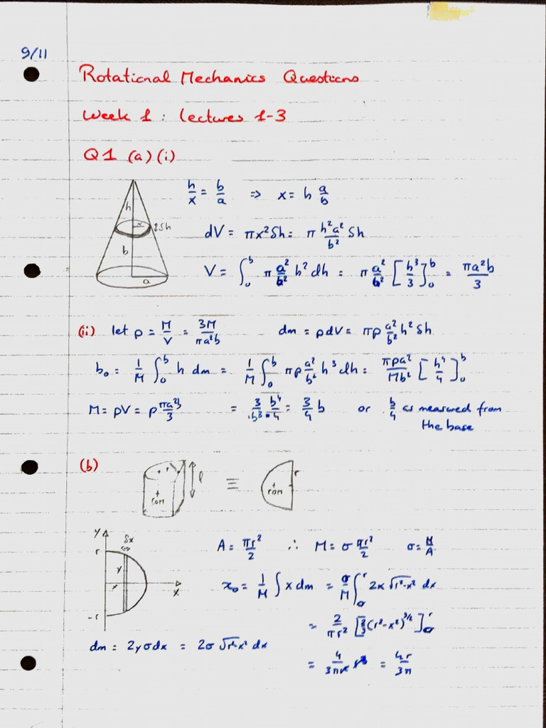 Michaelmas Weeks 5-8 Examples Solutions | PDF