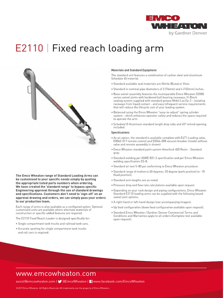 Emco - Wheaton - E2110 Fixed Reach Loading Arm Us | PDF