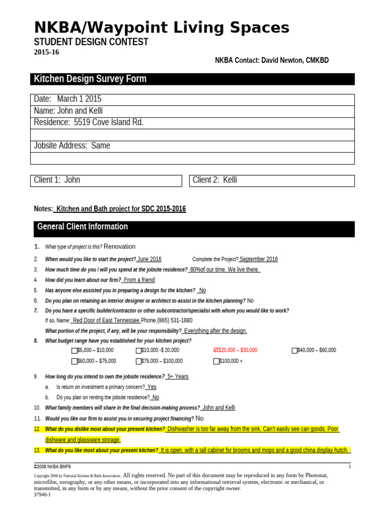Harper - Kitchen Design Survey Unlocked 2008 Revised | PDF