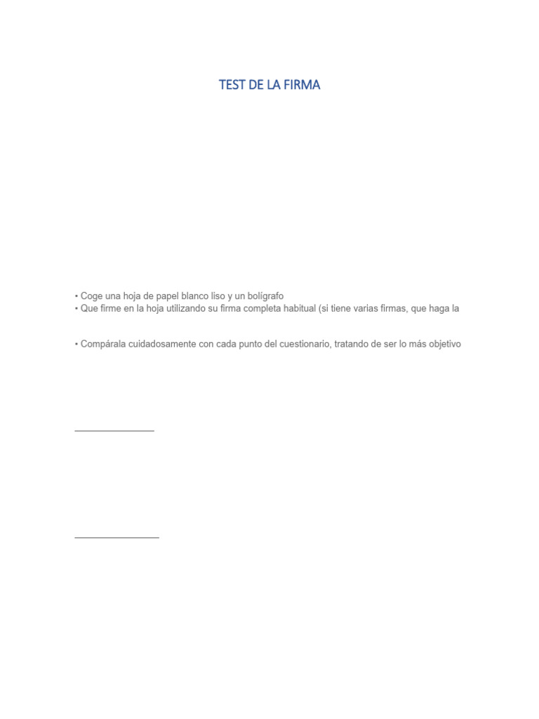 Test de Grafología de Firmas: Guía Completa | PDF | Temperamento ...