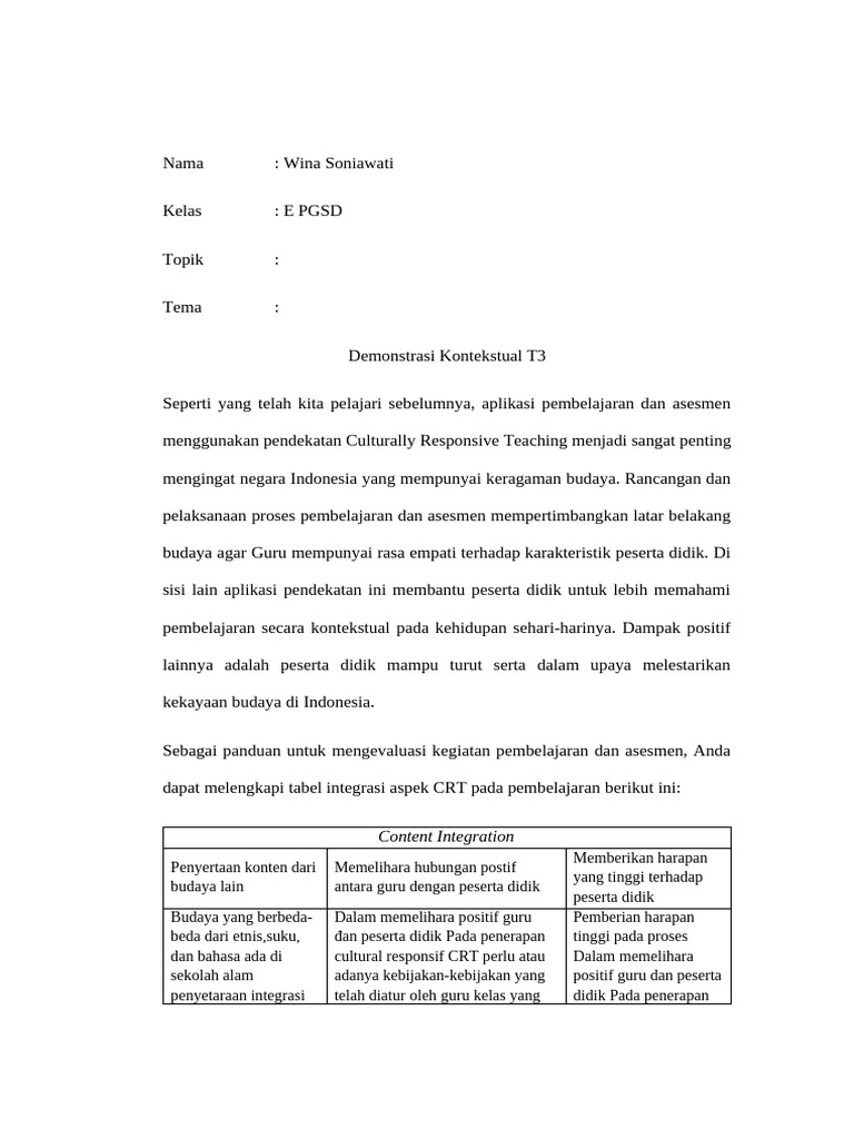 Topik 3 - Demonstrasi Kontekstual - Prinsip Pengajaran Dan Asesmen 2 | PDF