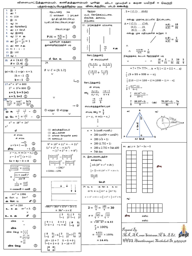 SSLC Annual Exam April 2024 Maths Ans. Key | PDF