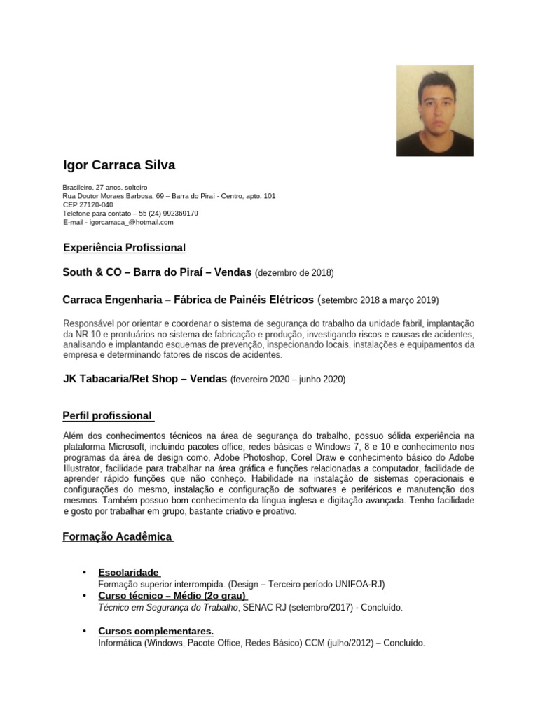 Curriculo Igor Carraca BP2 | PDF