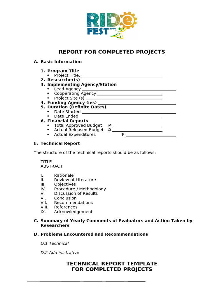 1 Technical Report Template-COMPLETED Projects RideFest-2024 | PDF