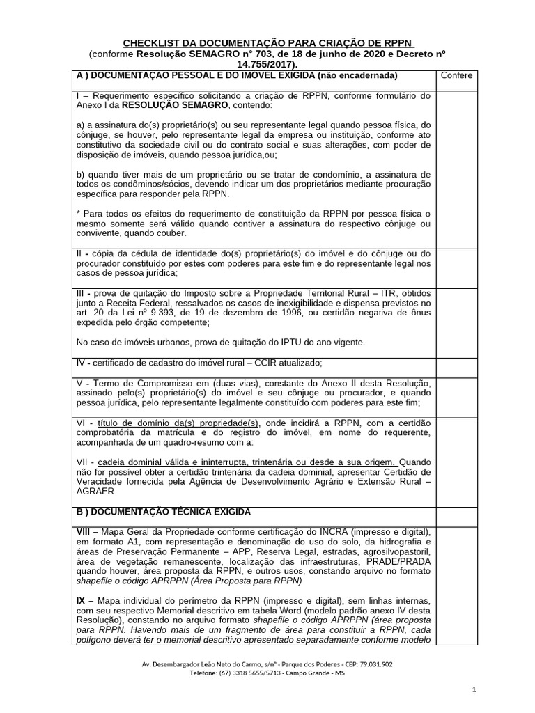 Checklist RPPN | PDF