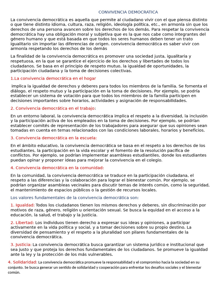 Convivencia Democratica | PDF