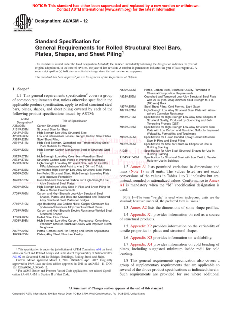 Astm A6 A6m 12 | PDF